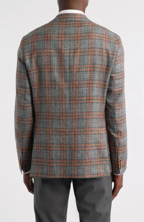JACK VICTOR Mcallen & Orange Plaid Soft Constructed Sport Coat