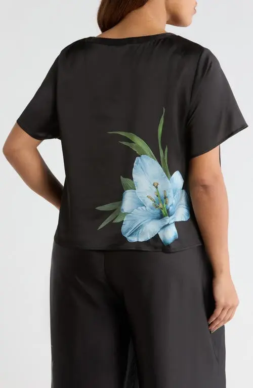 Vince Camuto Placed Floral Satin Top
