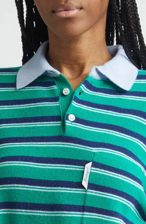 HOMMEGIRLS Stripe Wool & Cashmere Polo Sweater