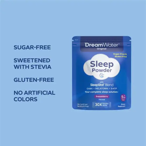 DREAM WATER Sleep Powder 30 Count Sugarfree, Melatonin