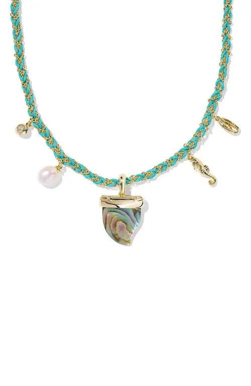 Kendra Scott Oleana Abalone & Freshwater Pearl Charm Necklace - Gold Abalone Shell