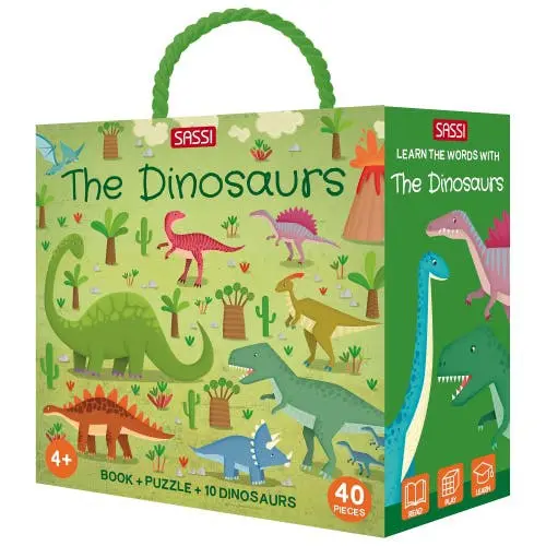 SASSI Q Box The Dinosaurs Read Play Learn Jurassic 40 Piece Set - Multicolored