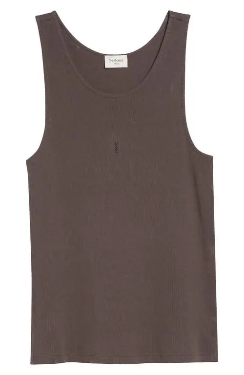 Saint Laurent Embroidered Tank - Gris Fonce/anthracit