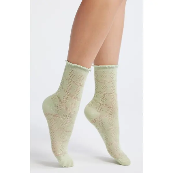 CASA CLARA Krista Pointelle Crew Socks - Fern