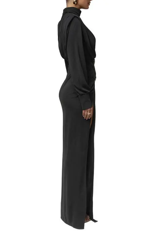 JLUXLABEL Radiance Long Sleeve Gown - Black