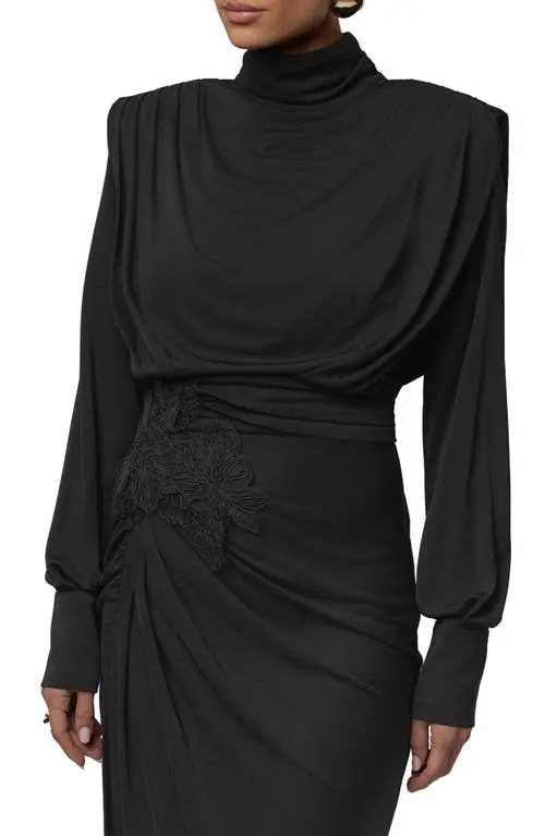 JLUXLABEL Radiance Long Sleeve Gown - Black