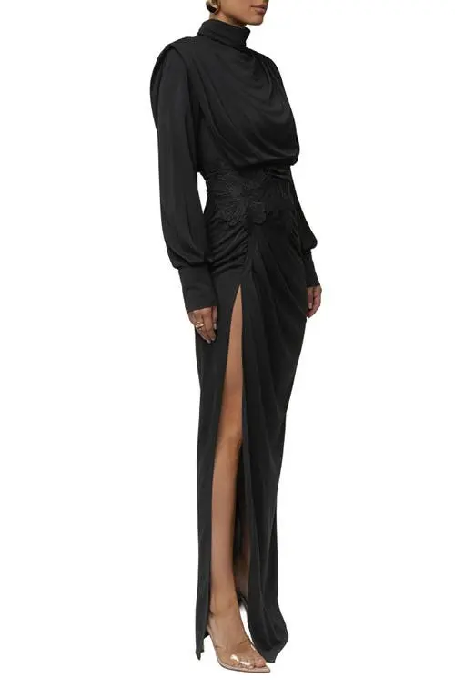 JLUXLABEL Radiance Long Sleeve Gown - Black