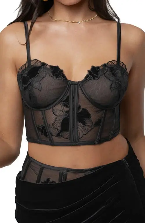 JLUXLABEL Velvet And Lace Bustier Camisole - Black