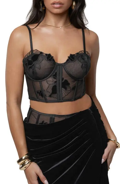 JLUXLABEL Velvet And Lace Bustier Camisole - Black