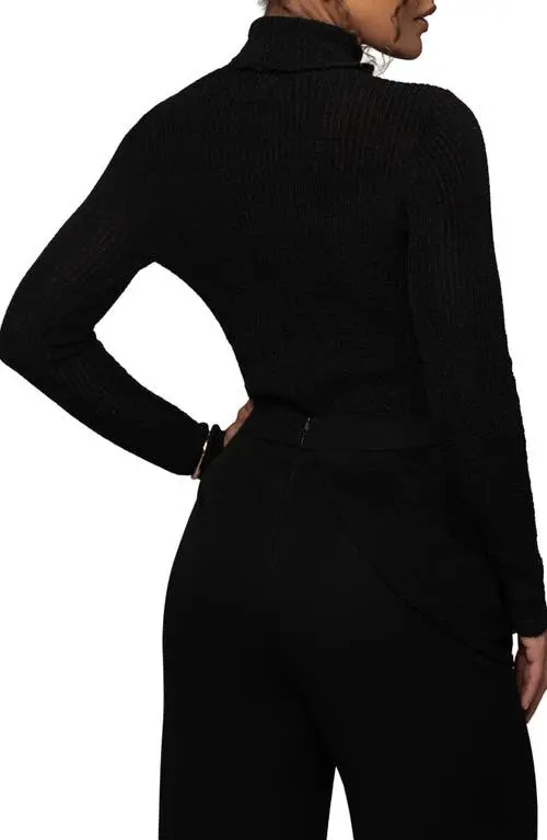 JLUXLABEL Ribbed Turtleneck Top - Black