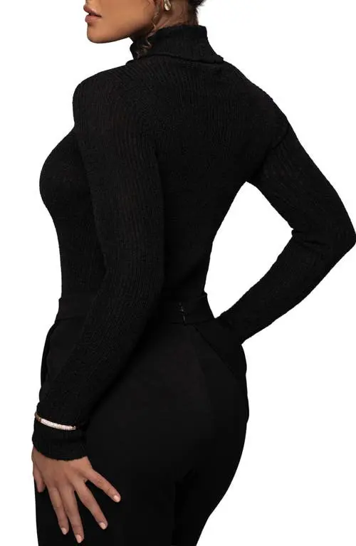 JLUXLABEL Ribbed Turtleneck Top - Black