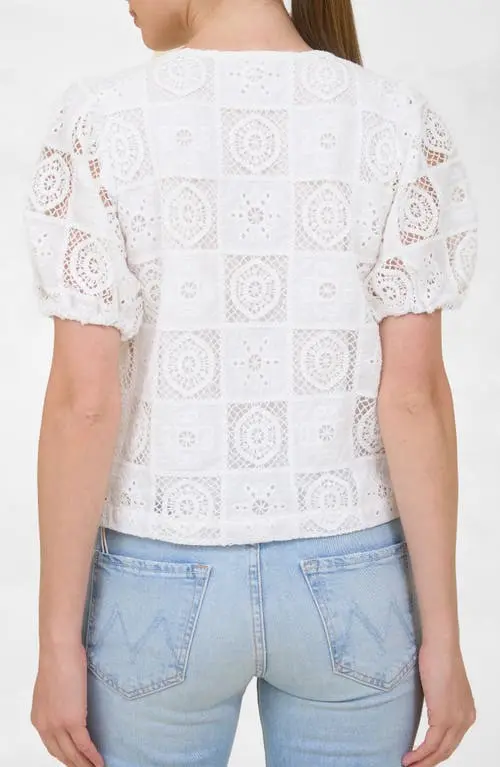 ZOE AND CLAIRE Embroidered Eyelet Button-up Top