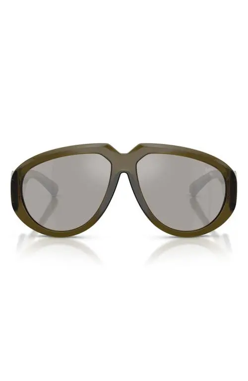 Burberry 58mm Pilot Sunglasses - Green/light Grey Silver