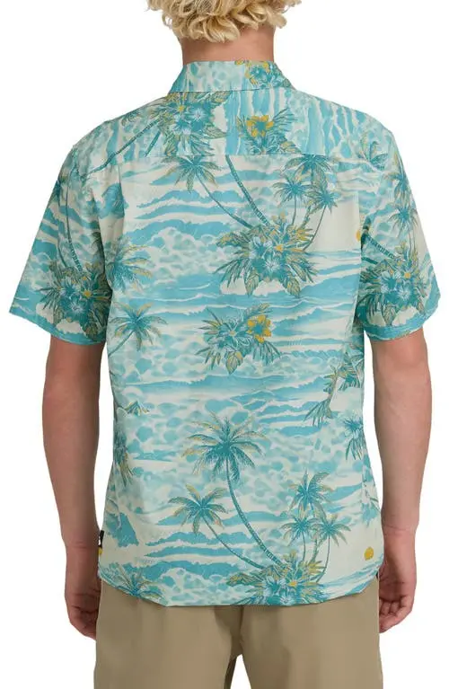 Quiksilver Sundown Classic Short Sleeve Stretch Cotton Button-up Shirt - Aqua