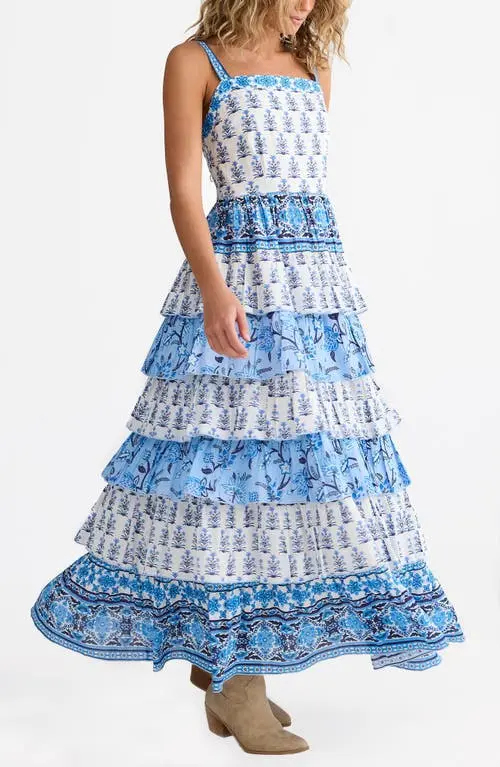 TALISMAN THE LABEL Paloma Mixed Print Cotton Maxi Dress