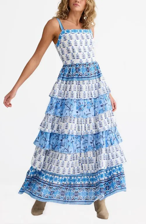 TALISMAN THE LABEL Paloma Mixed Print Cotton Maxi Dress
