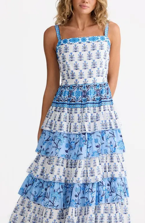 TALISMAN THE LABEL Paloma Mixed Print Cotton Maxi Dress