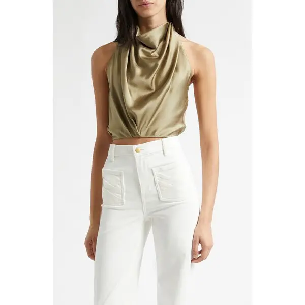 Ramy Brook Libbie Crop Stretch Silk Halter Top