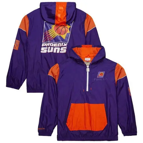 Mitchell & Ness Phoenix Suns Hardwood Classics Team Og 3.0 Anorak Half-zip Windbreaker Jacket - Purple