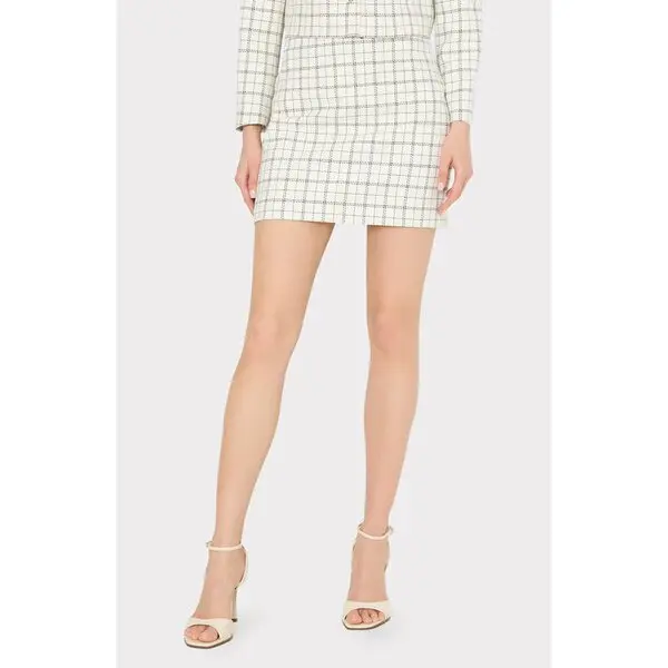 MILLY Plaid Mini Skirt - White/black