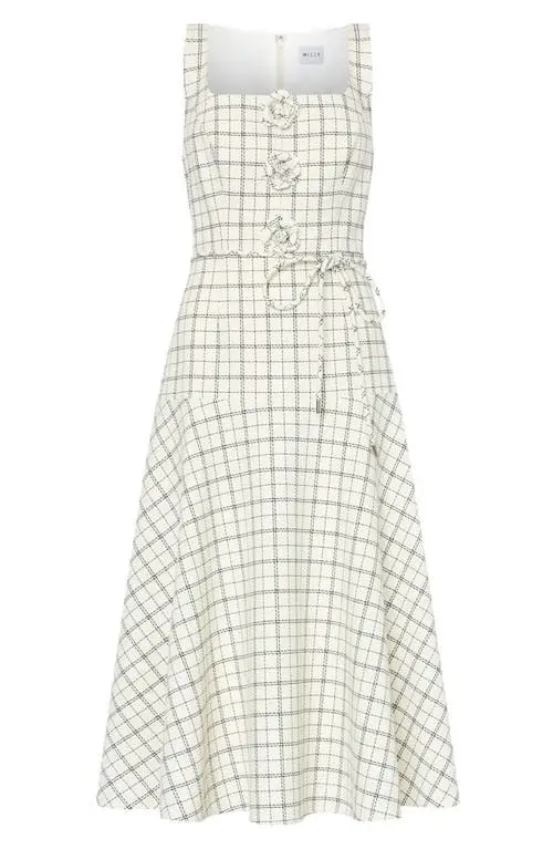 MILLY Mira Plaid Midi Dress