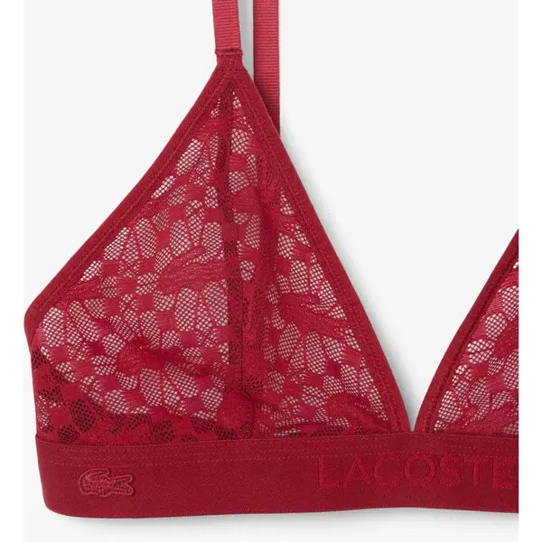 Lacoste Wireless Lace Bra - Bordeaux