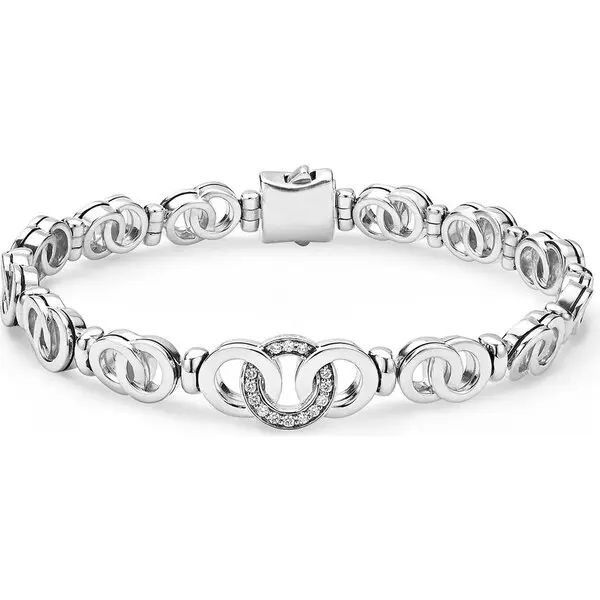 Lagos Signature Caviar Diamond Link Bracelet - Silver
