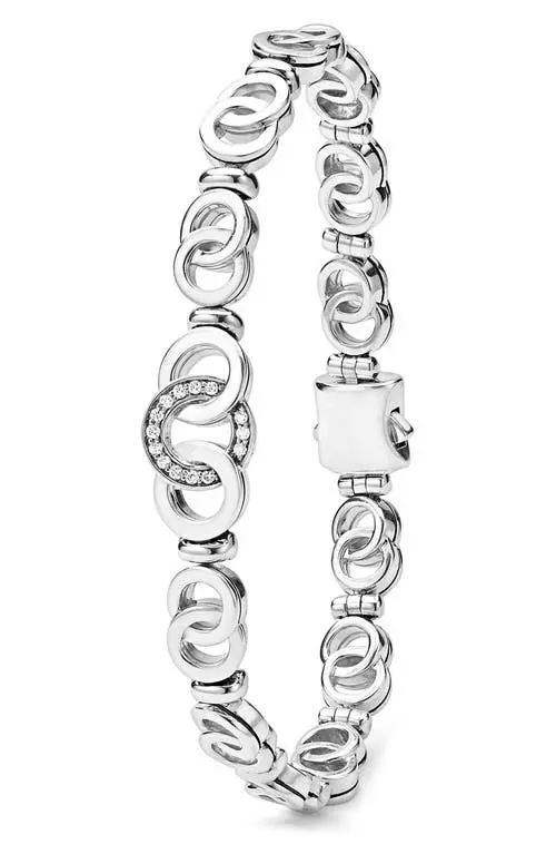 Lagos Signature Caviar Interlocking Diamond Taper Link Bracelet