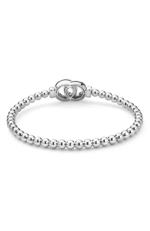 Lagos Signature Caviar Diamond Link Bracelet - Silver