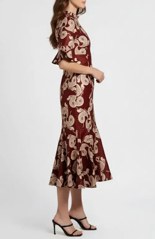 ELISAMAMA Tiwa Printed Midi Dress - Red