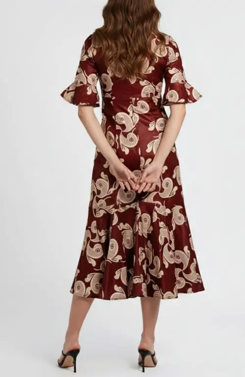 ELISAMAMA Tiwa Printed Midi Dress - Red