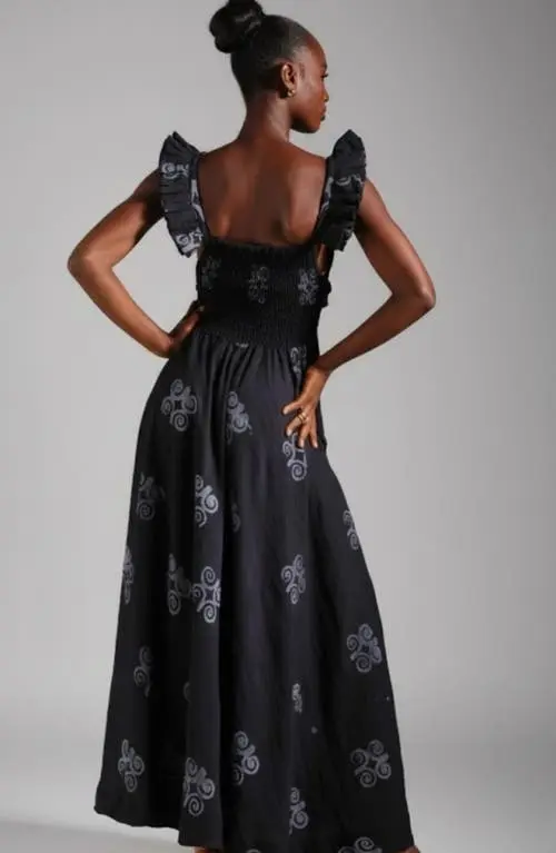 ELISAMAMA Ibukun Printed Maxi Dress - Black