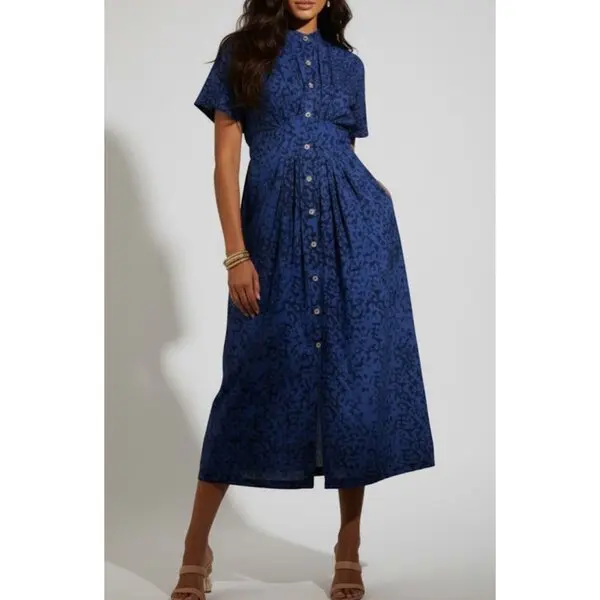 ELISAMAMA Buga Button-front Midi Dress - Blue