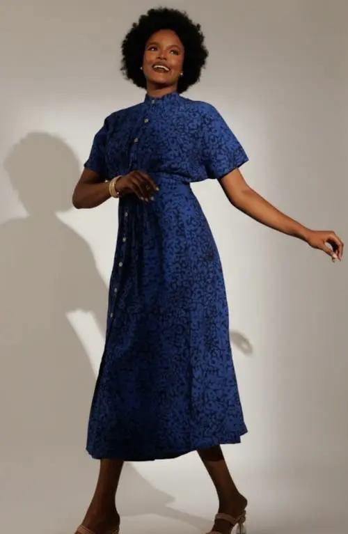 ELISAMAMA Buga Button-front Midi Dress - Blue