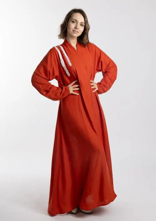 LE FAFO Linen Abaya/cover-up - Coral