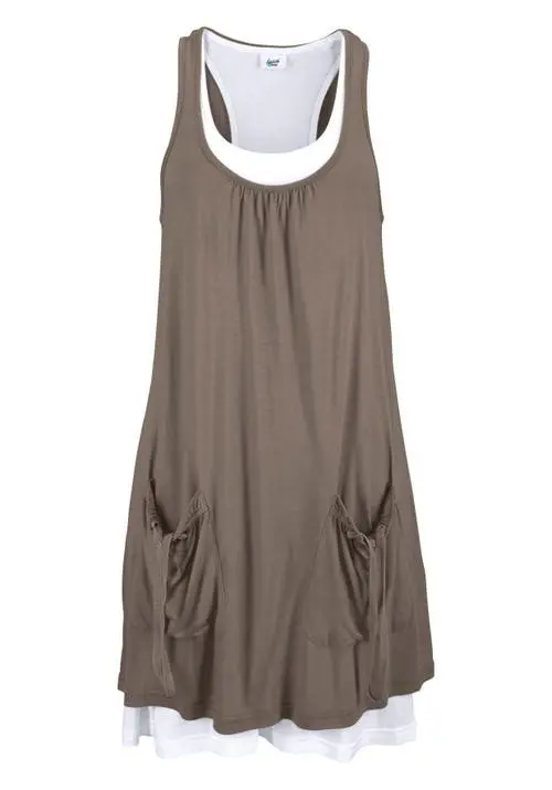 LASCANA Layered Look Sundress - Khaki