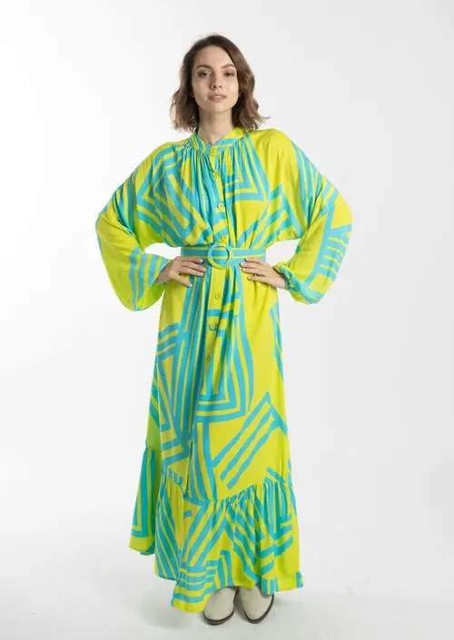 LE FAFO Laia Printed Shirtdress - Yellow Printed