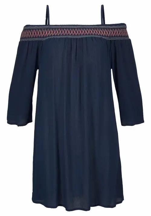 LASCANA Embroidered Cold Shoulder Dress