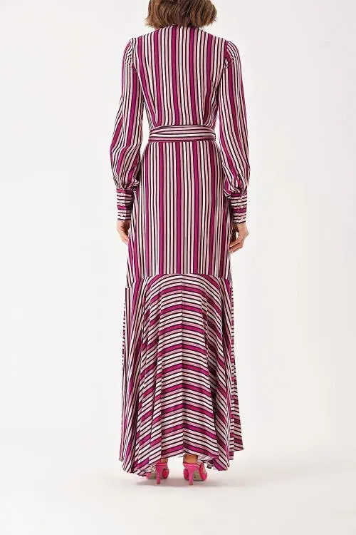 LE FAFO Striped Maxi Wrap Dress