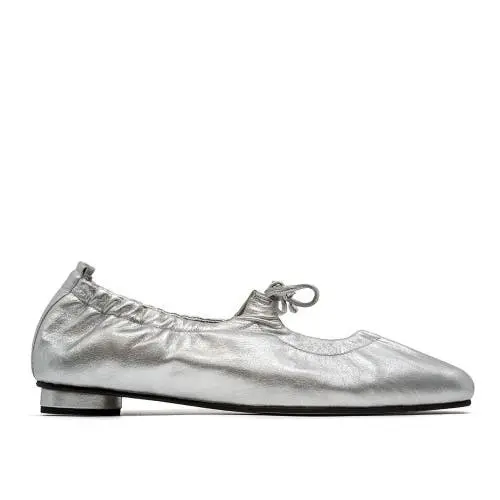 ALTA Gemma Leather Flats - Silver