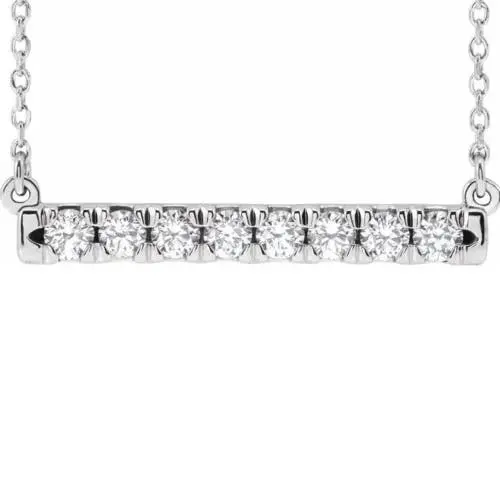 BLISS DIAMOND 14k Gold Lab Grown Diamond Bar Pendant Necklace - 14k White Gold