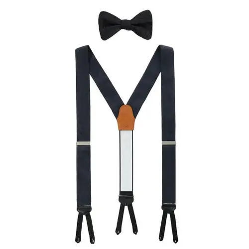 Trafalgar Banbury Paisley Silk Suspenders And Bow Tie Set - Black