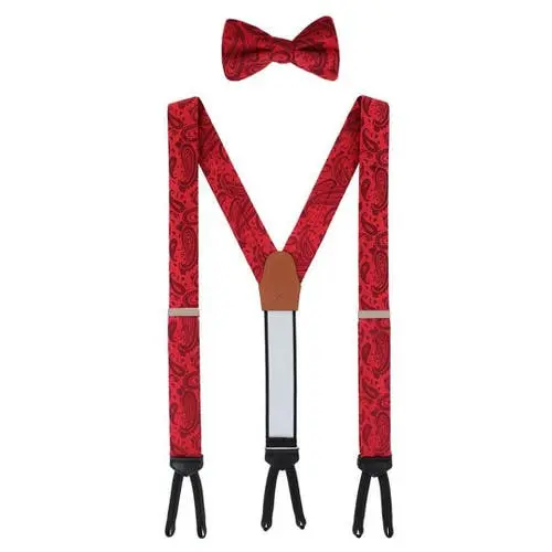 Trafalgar Banbury Paisley Silk Suspenders And Bow Tie Set - Red