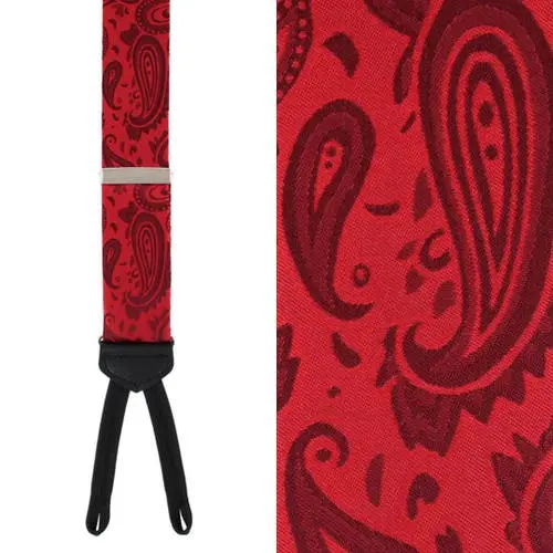 Trafalgar Banbury Paisley Silk Suspenders And Bow Tie Set - Red