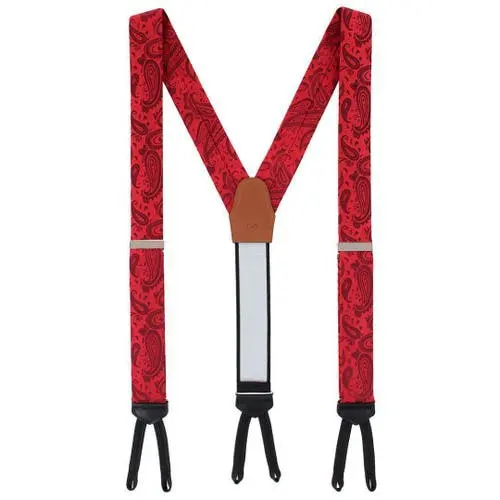Trafalgar Banbury Paisley Silk Suspenders And Bow Tie Set - Red