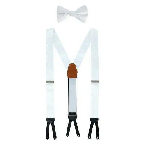 Trafalgar Banbury Paisley Silk Suspenders And Bow Tie Set - White