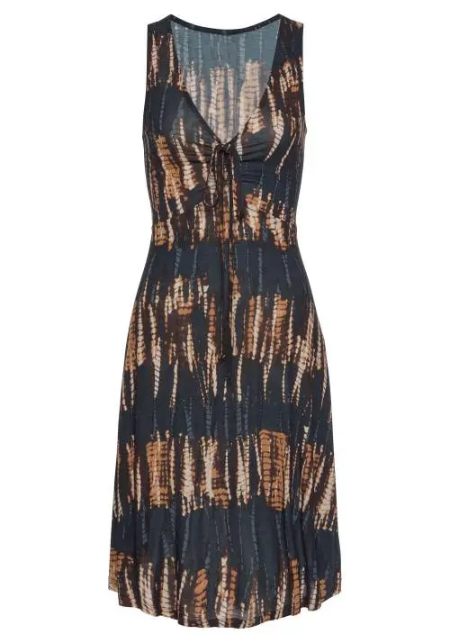 LASCANA Printed Tie Detail V-neck Dress