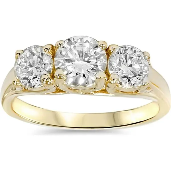 BLISS DIAMOND 2ct Three Stone Diamond 14k Gold Ring - 14k Yellow Gold
