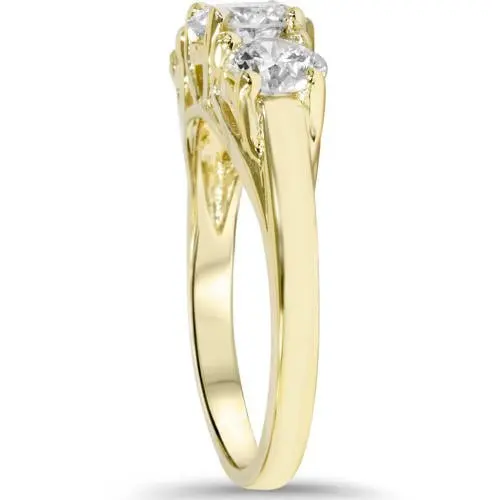 BLISS DIAMOND 2ct Three Stone Diamond 14k Gold Ring