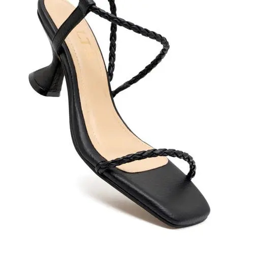 ALTA Dora Braided Leather Sandals - Black